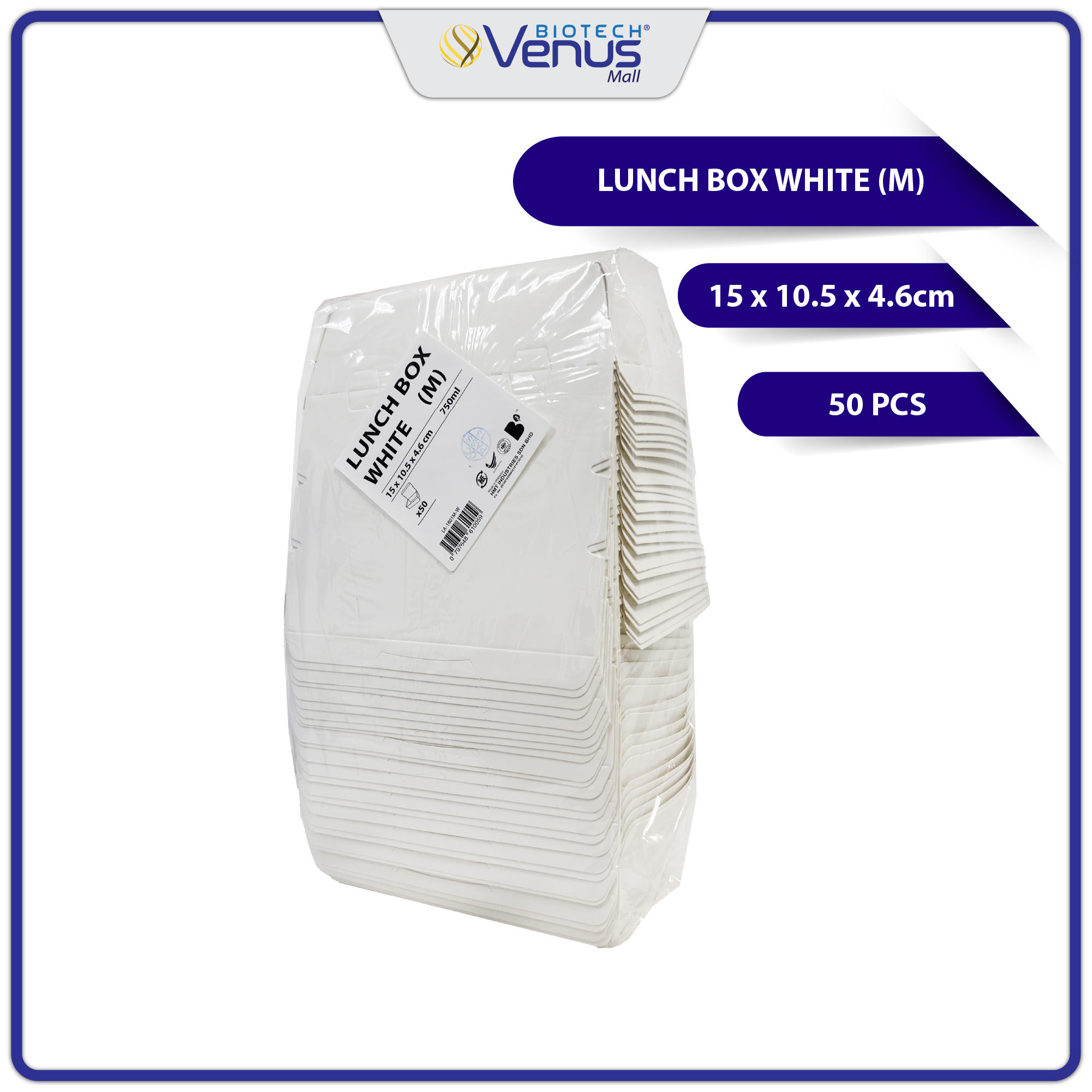 Disposable White Paper Lunch Box M Size